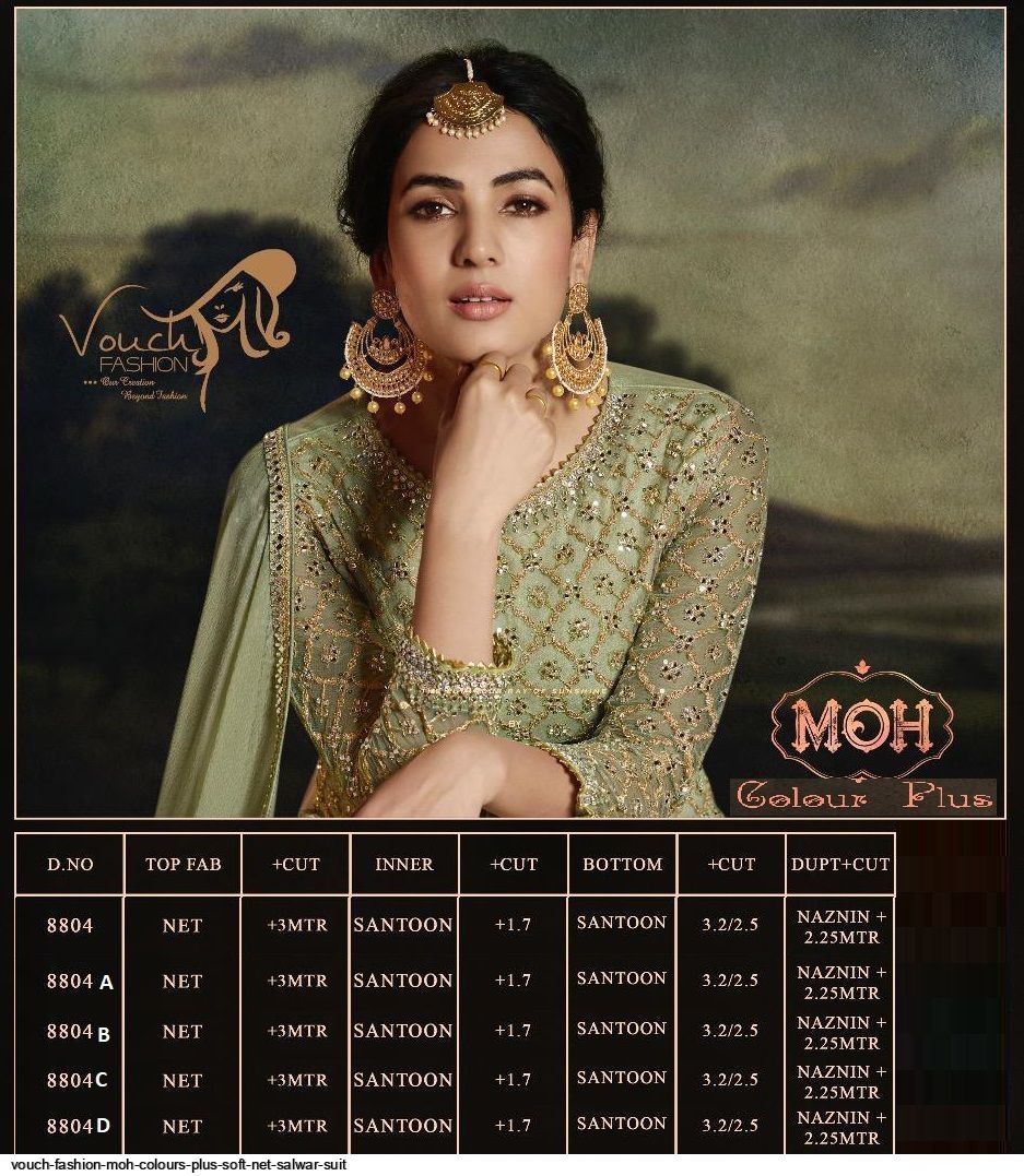 VOUCH FASHION MOH COLOURS PLUS SOFT NET SALWAR SUIT