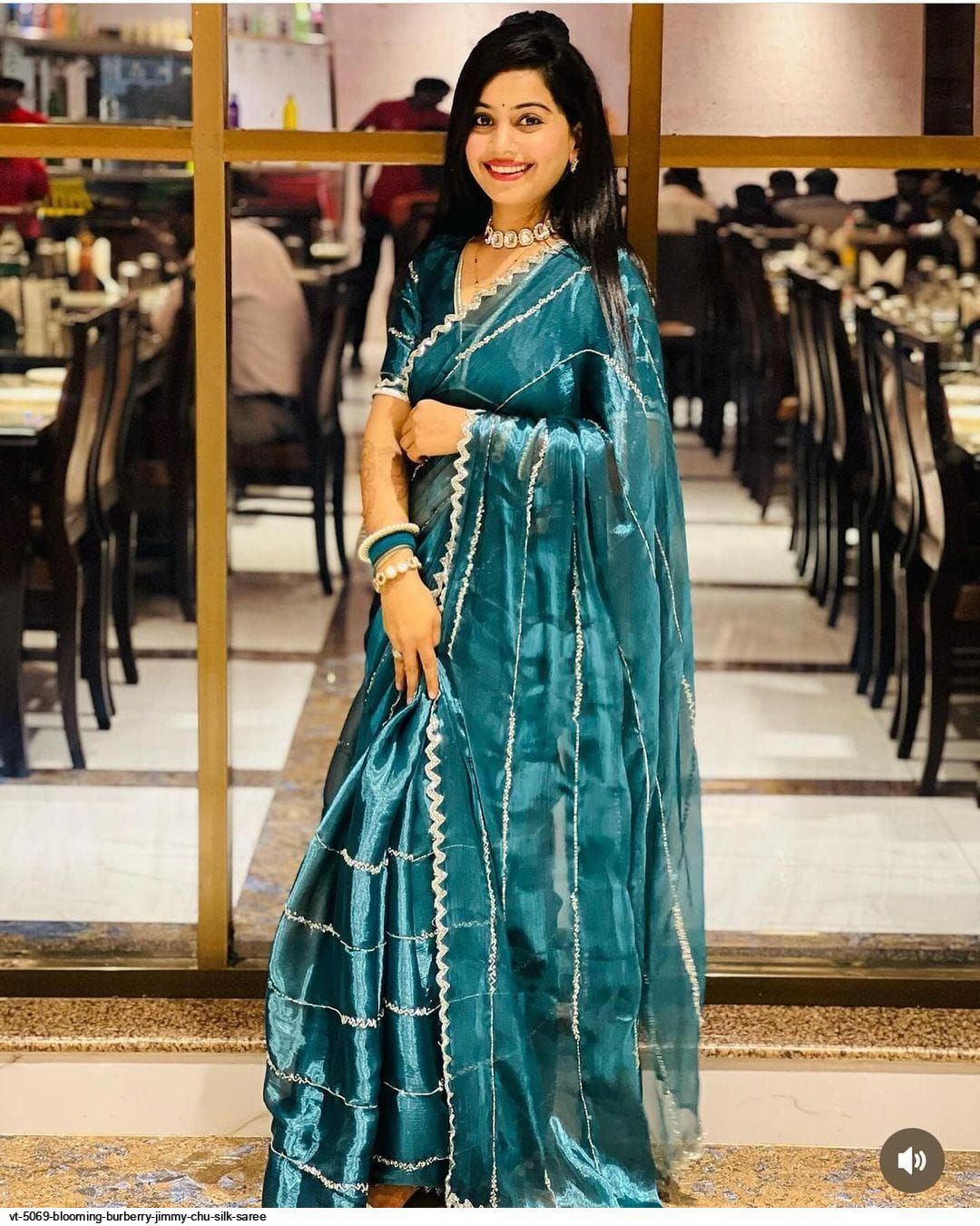 VT-5069 Blooming Burberry Jimmy Chu Silk saree