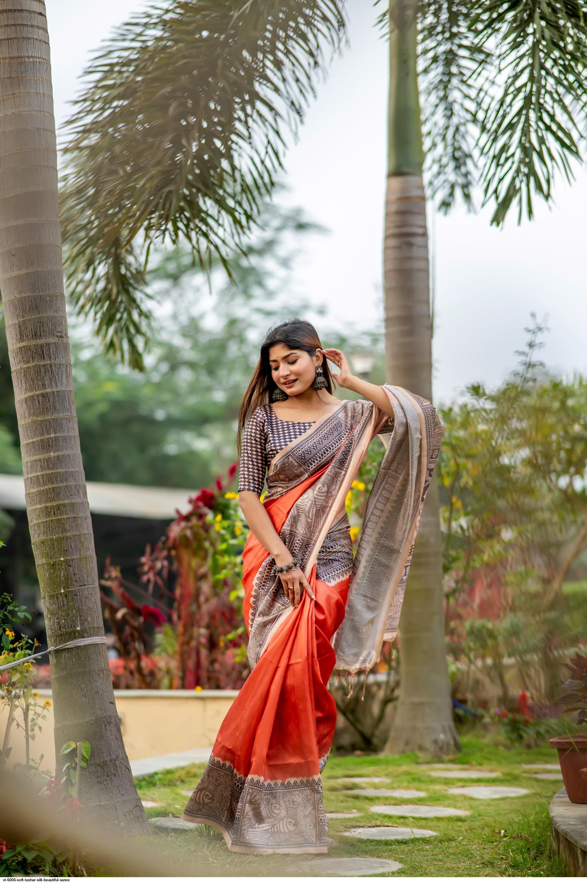 VT-6006 Soft Tushar silk beautiful saree