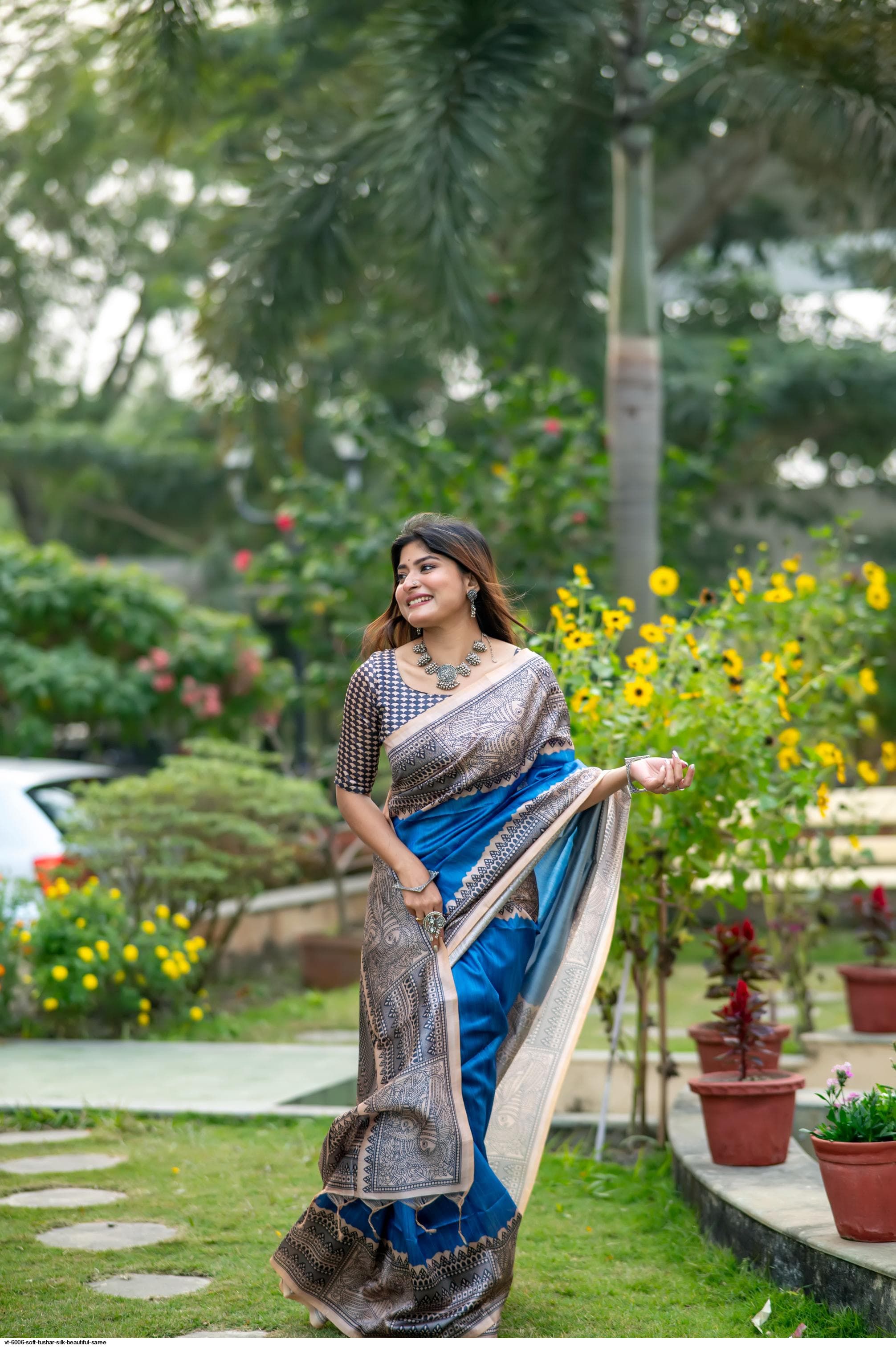 VT-6006 Soft Tushar silk beautiful saree