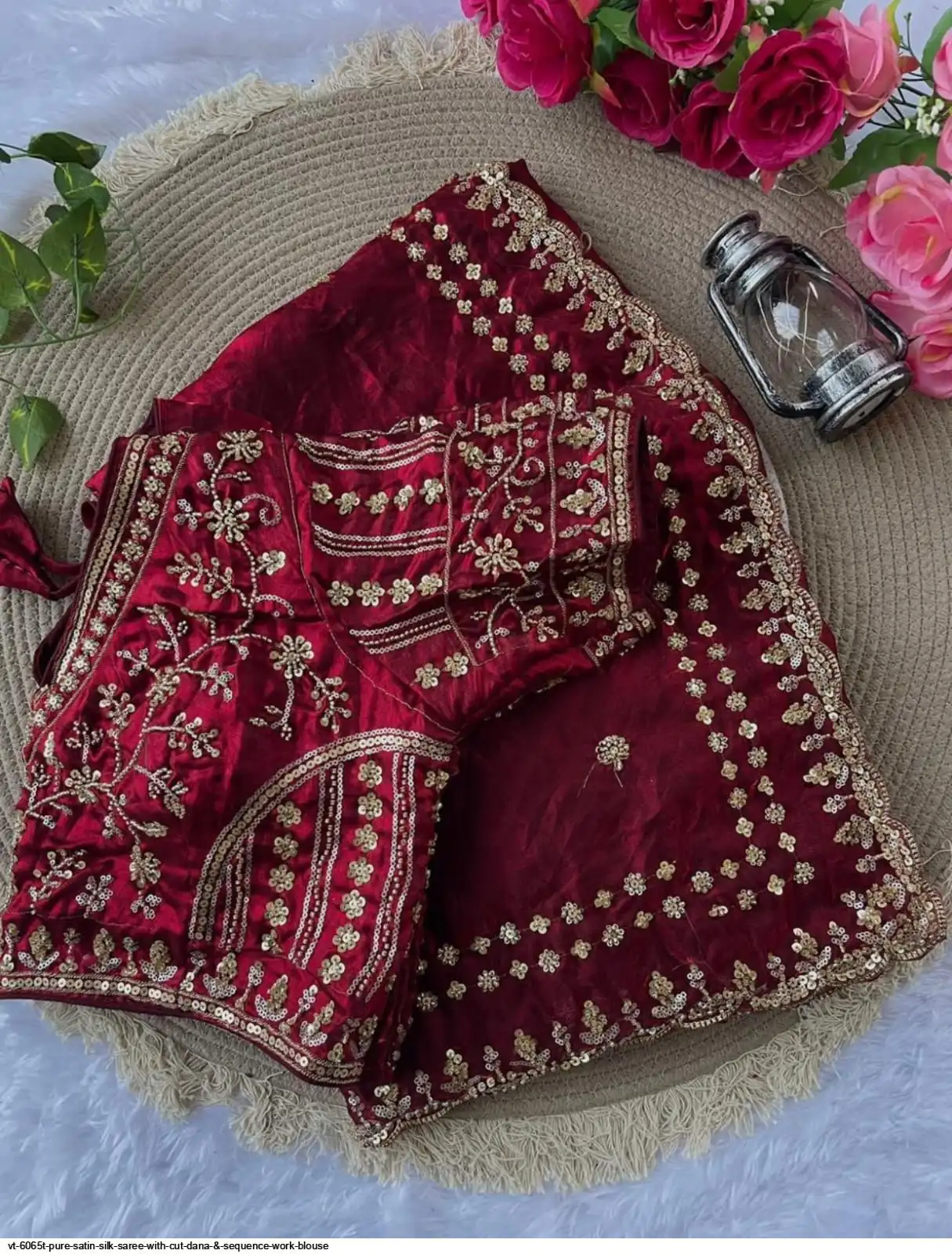 VT-6065T Satin Silk Saree Wholesale | Cut Dana & Sequence Work