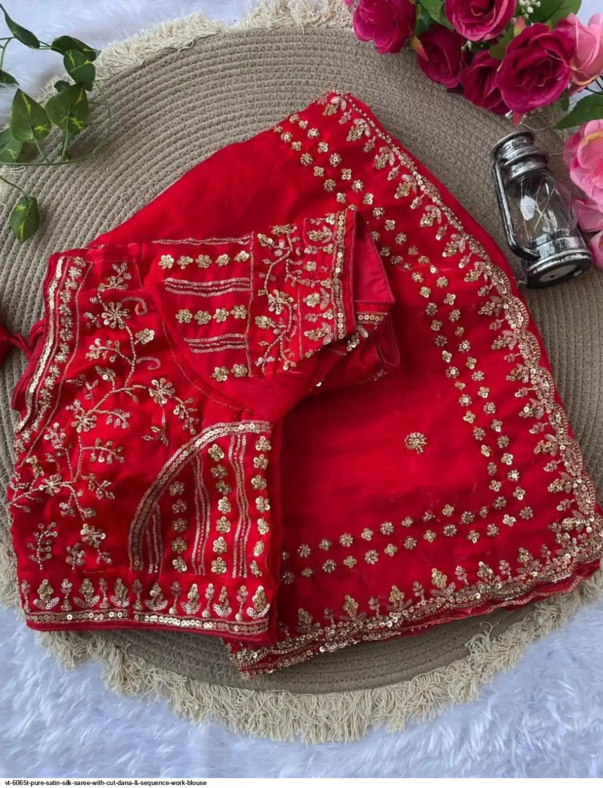 VT-6065T Satin Silk Saree Wholesale | Cut Dana & Sequence Work