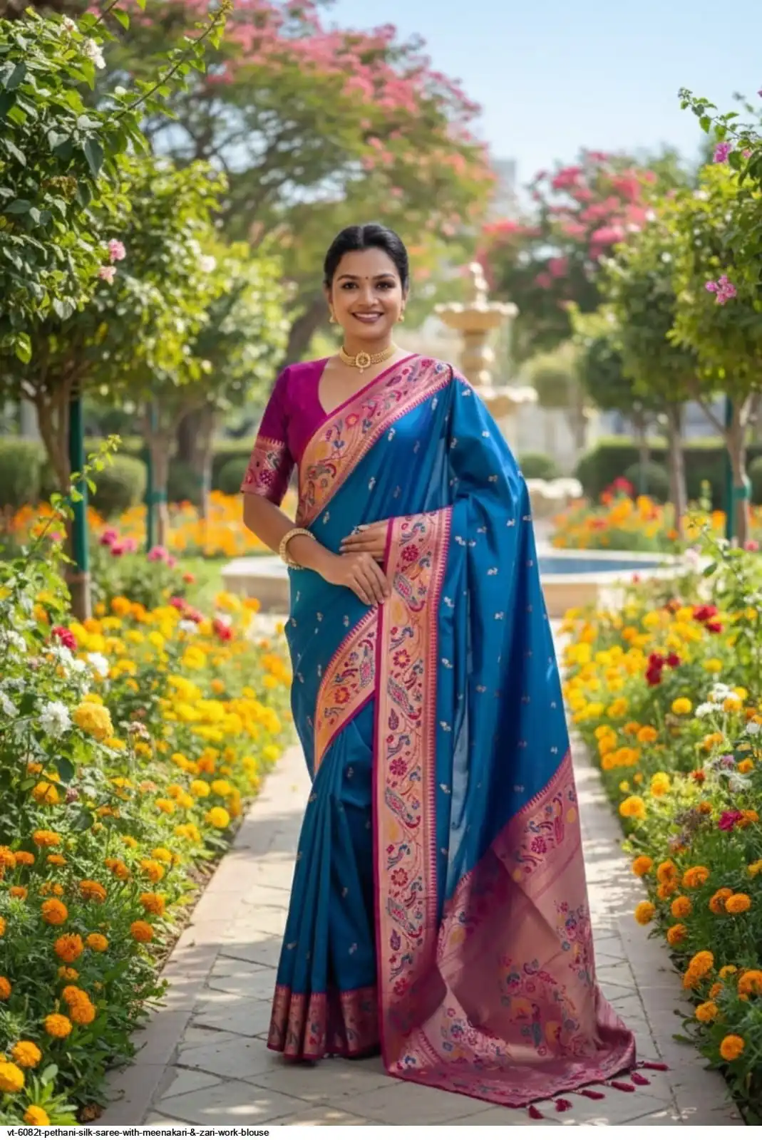 VT-6082T Pethani Silk Saree Wholesale | Meenakari & Zari Work