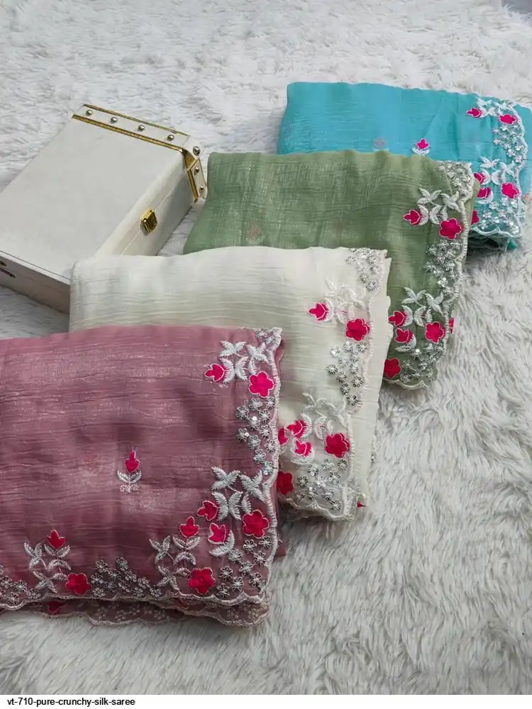 VT 710 Pure crunchy silk saree
