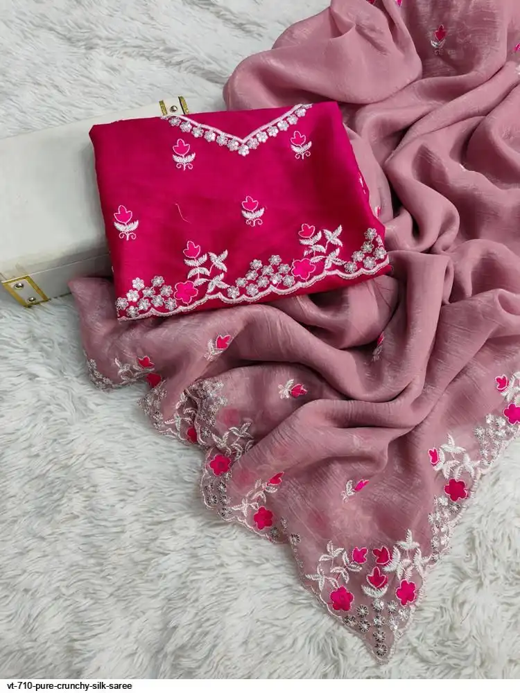 VT 710 Pure crunchy silk saree