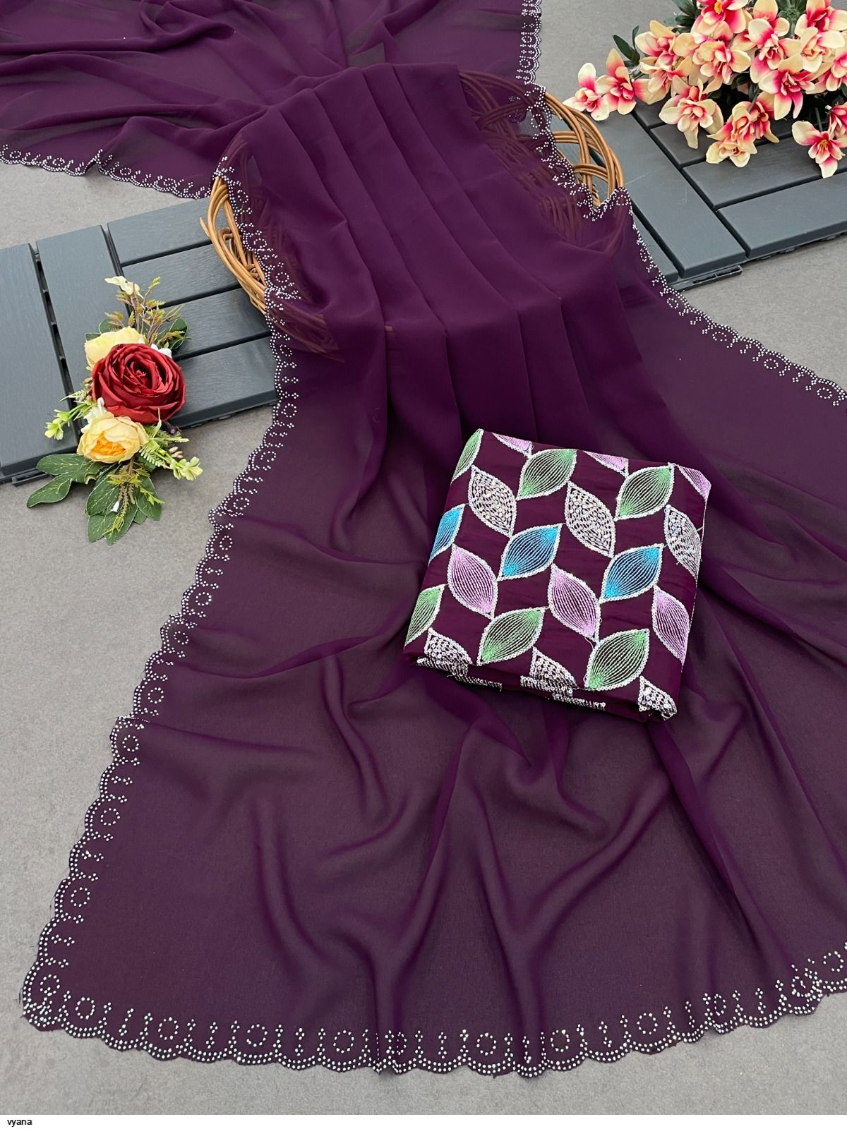 vyana Smooth Georgette Embroidery Work saree