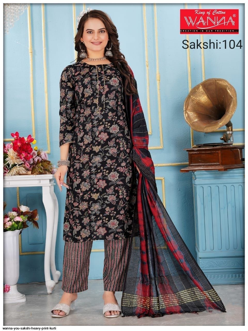 WANNA YOU SAKSHI HEAVY PRINT KURTI