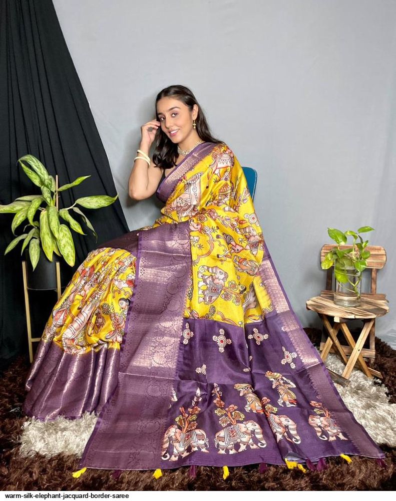 Warm silk Elephant jacquard Border SAREE