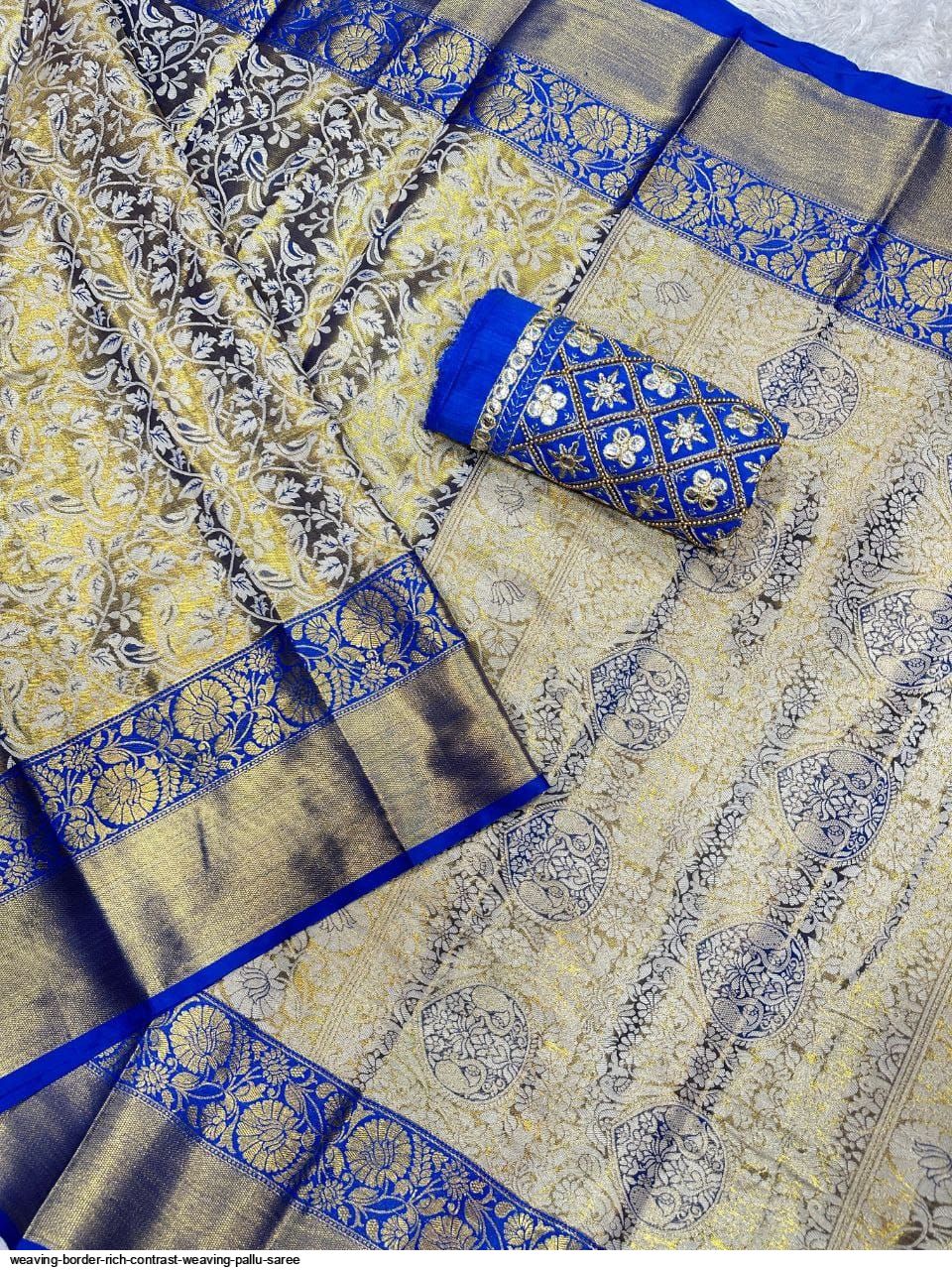 weaving border rich contrast weaving pallu saree
