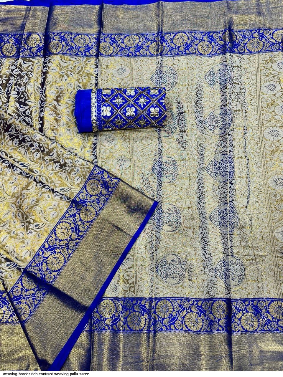 weaving border rich contrast weaving pallu saree