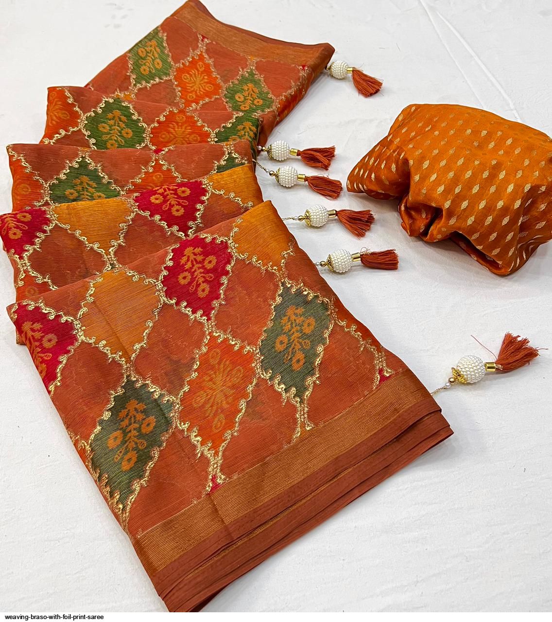 Weaving Braso With Foil Print saree