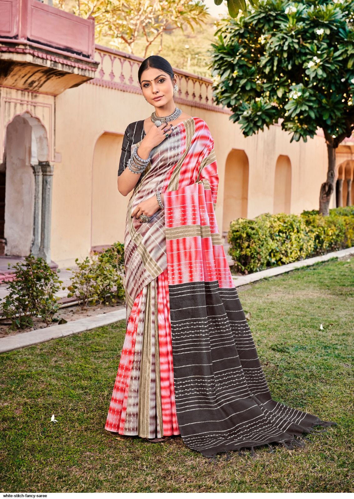 White stitch fancy saree