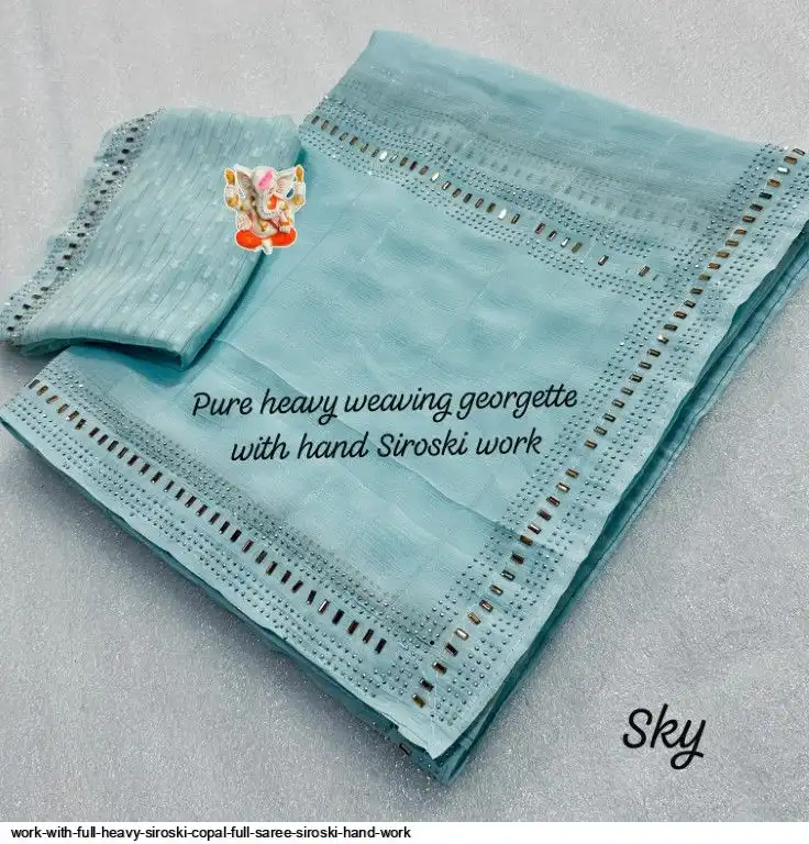 Work with full heavy Siroski copal full saree Siroski hand work