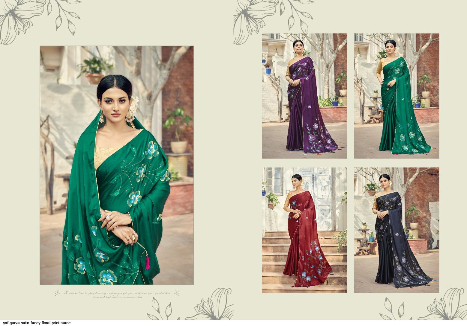 YNF GARVA SATIN FANCY FLORAL PRINT SAREE