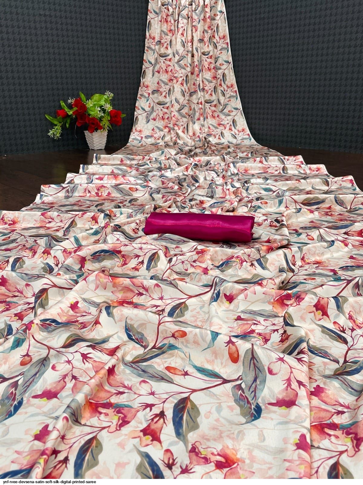 ynf RVEE DEVSENA SATIN Soft Silk Digital Printed Saree