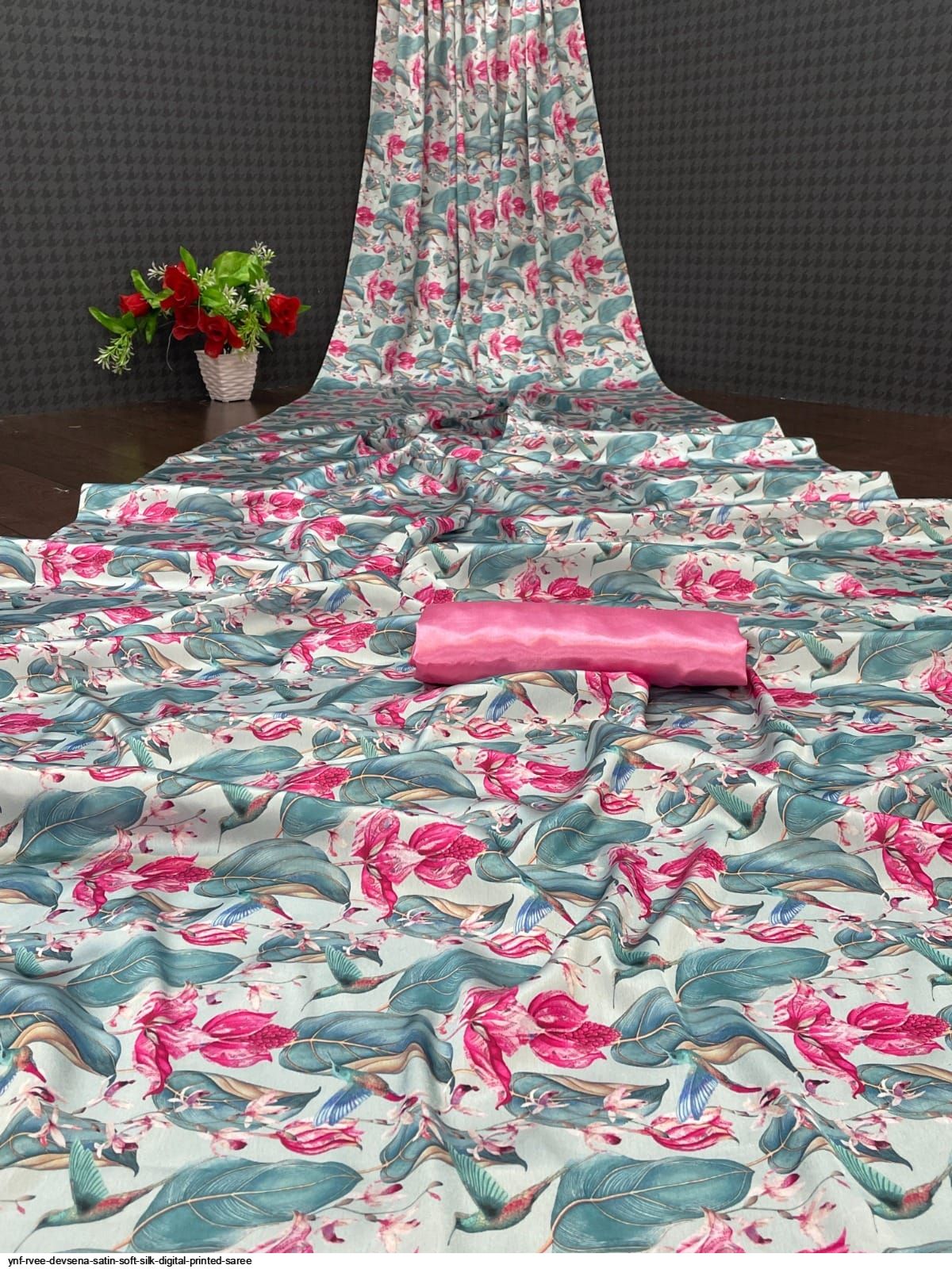 ynf RVEE DEVSENA SATIN Soft Silk Digital Printed Saree