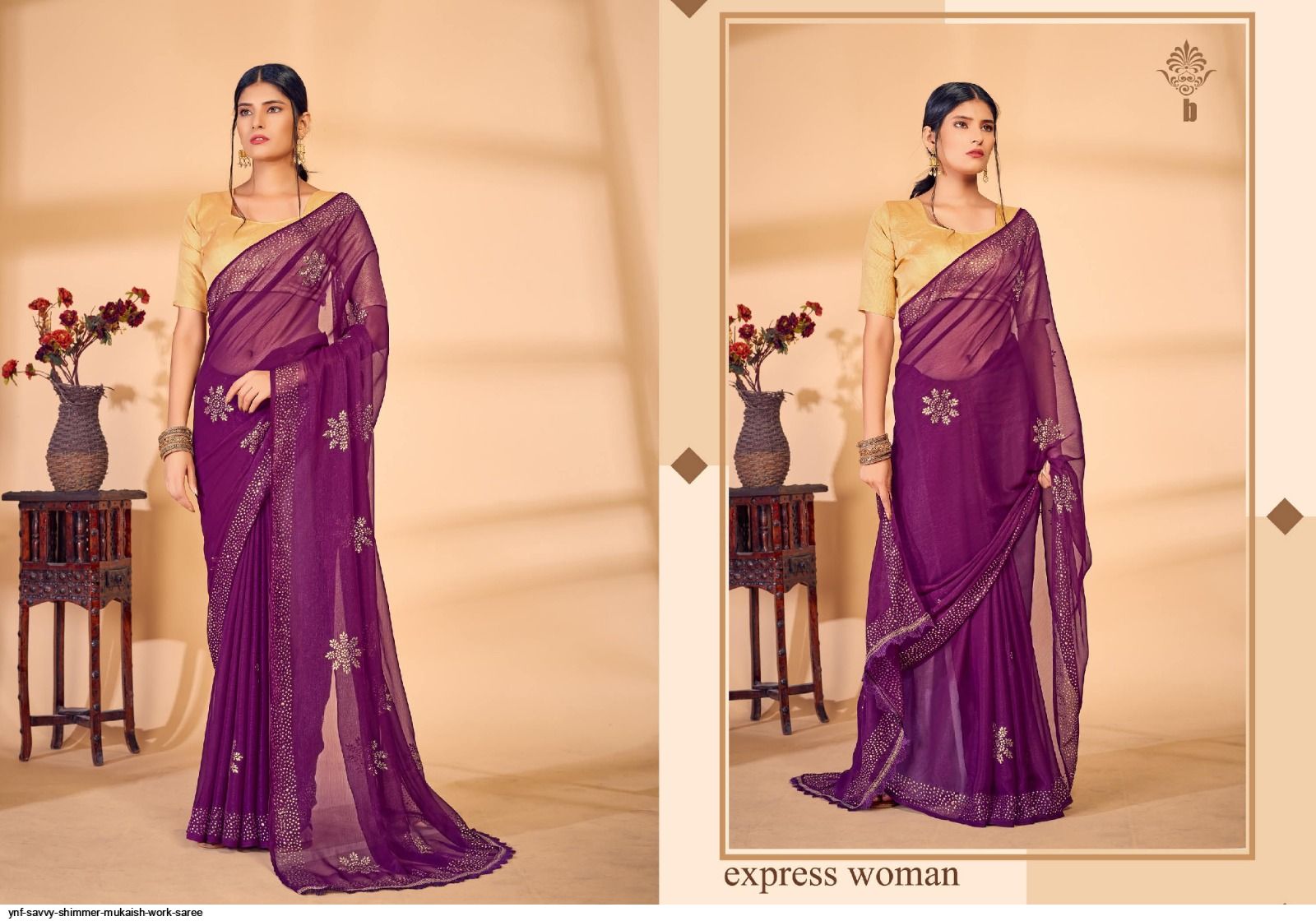 YNF SAVVY SHIMMER MUKAISH WORK SAREE