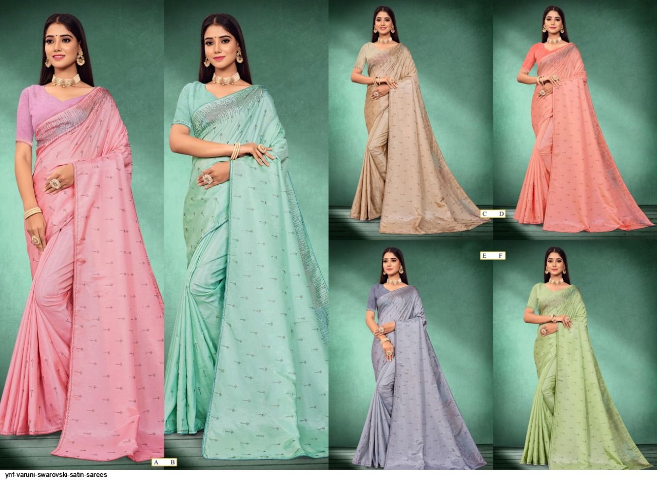 YNF VARUNI SWAROVSKI SATIN SAREES