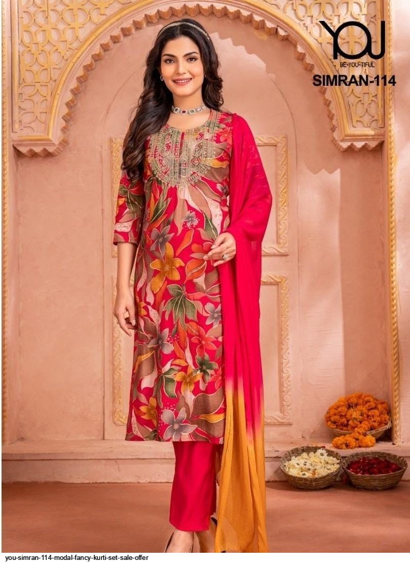 YOU SIMRAN 114 MODAL FANCY KURTI SET SALE OFFER