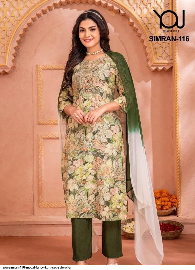 YOU SIMRAN 116 MODAL FANCY KURTI SET SALE OFFER