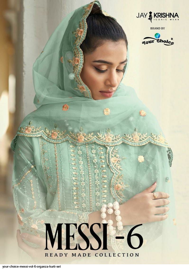 YOUR CHOICE MESSI VOL 6 ORGANZA KURTI SET