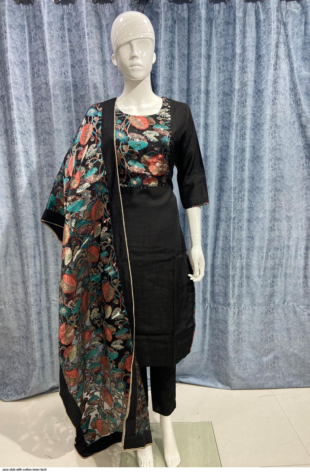 zara slub with cotton inner kurti