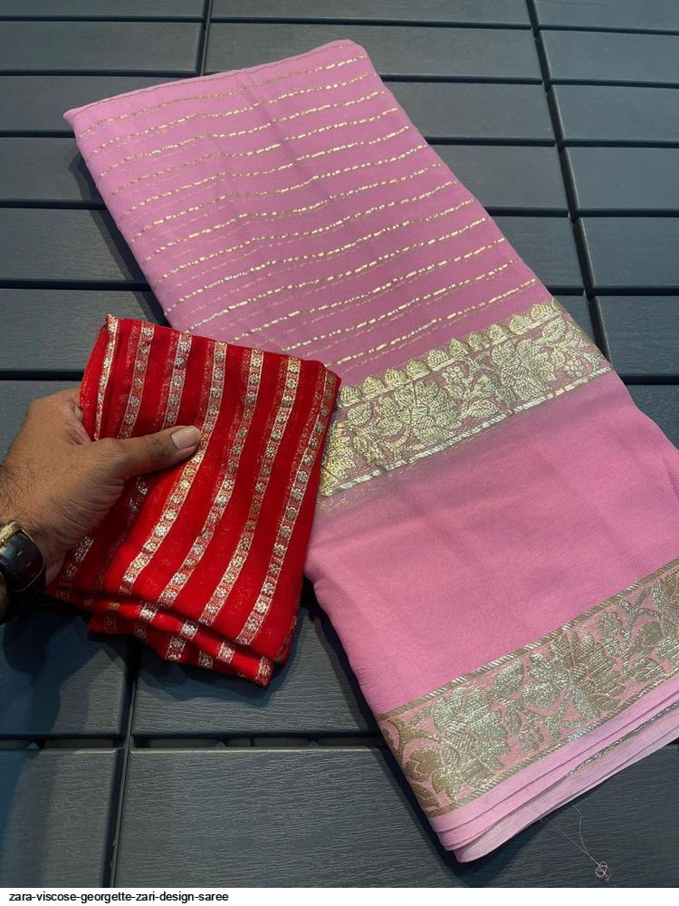 ZARA VISCOSE GEORGETTE zari design SAREE