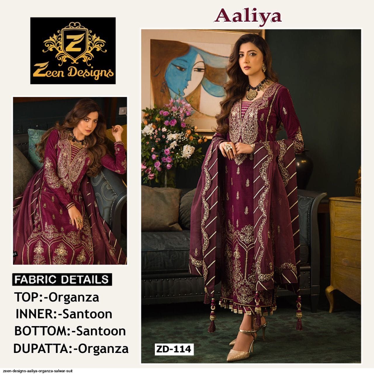 Zeen Designs AALIYA Organza SALWAR SUIT