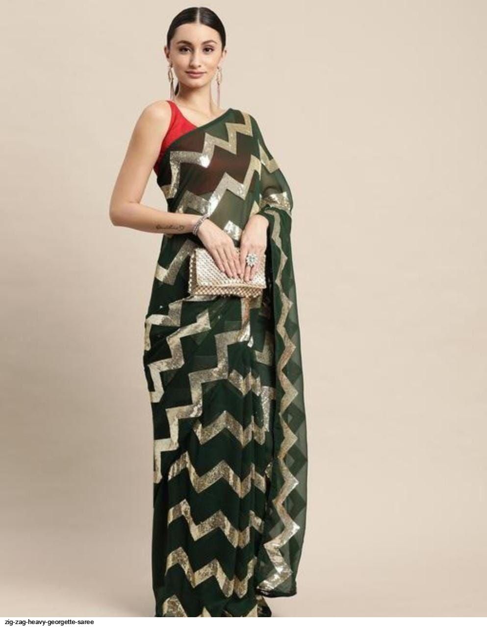ZIG ZAG HEAVY GEORGETTE SAREE