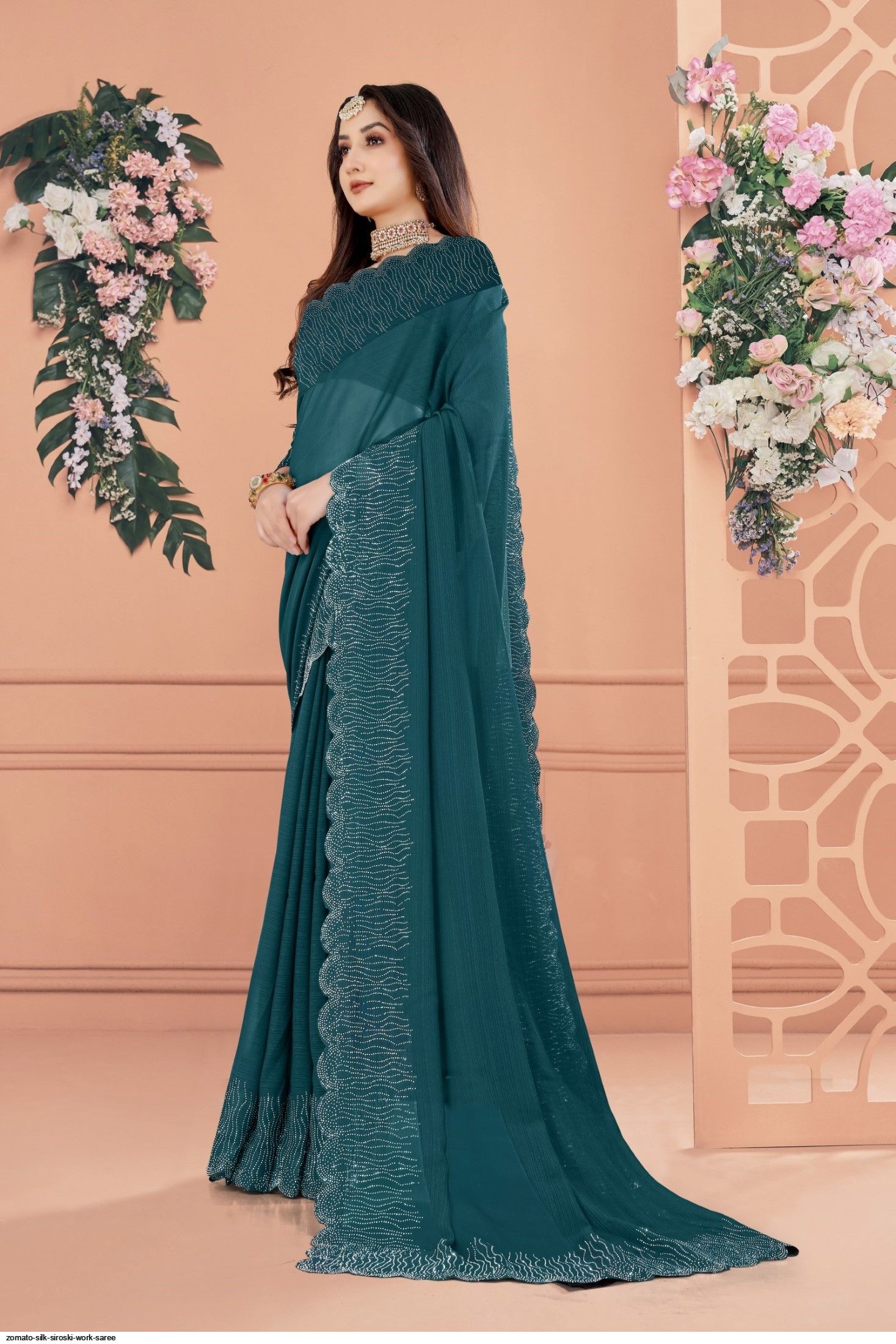 Zomato Silk Siroski work Saree