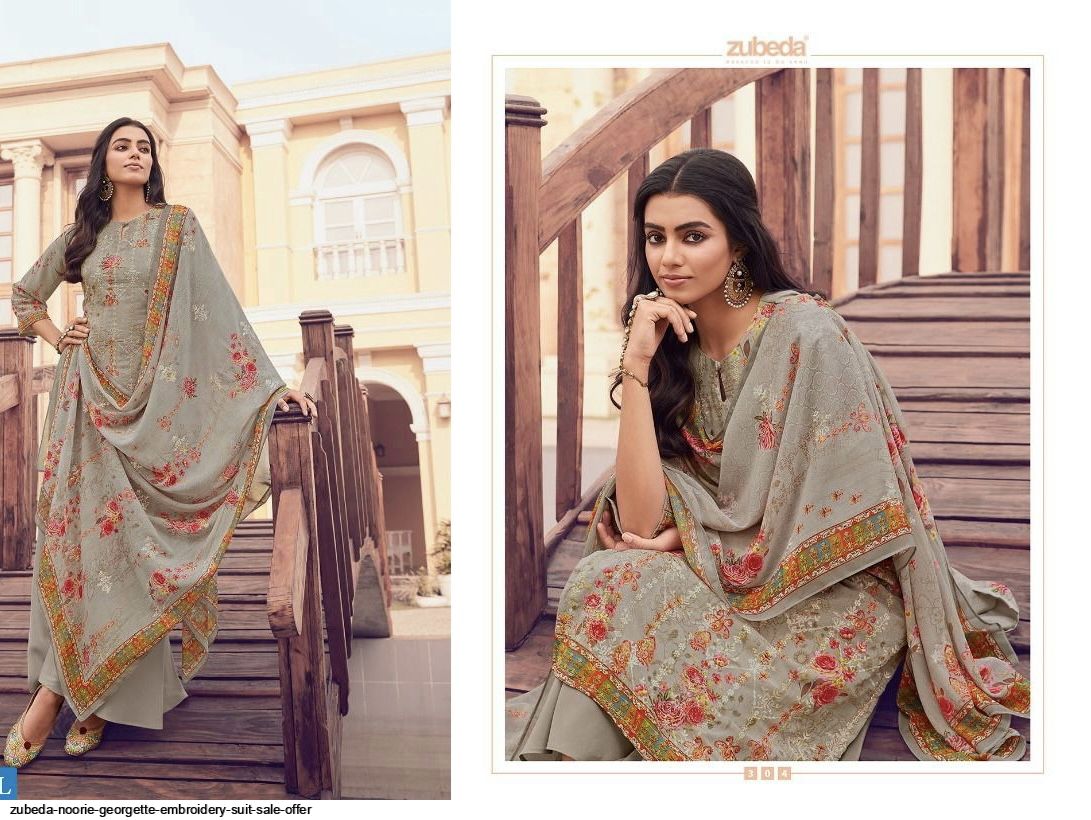 ZUBEDA NOORIE GEORGETTE EMBROIDERY SUIT SALE OFFER